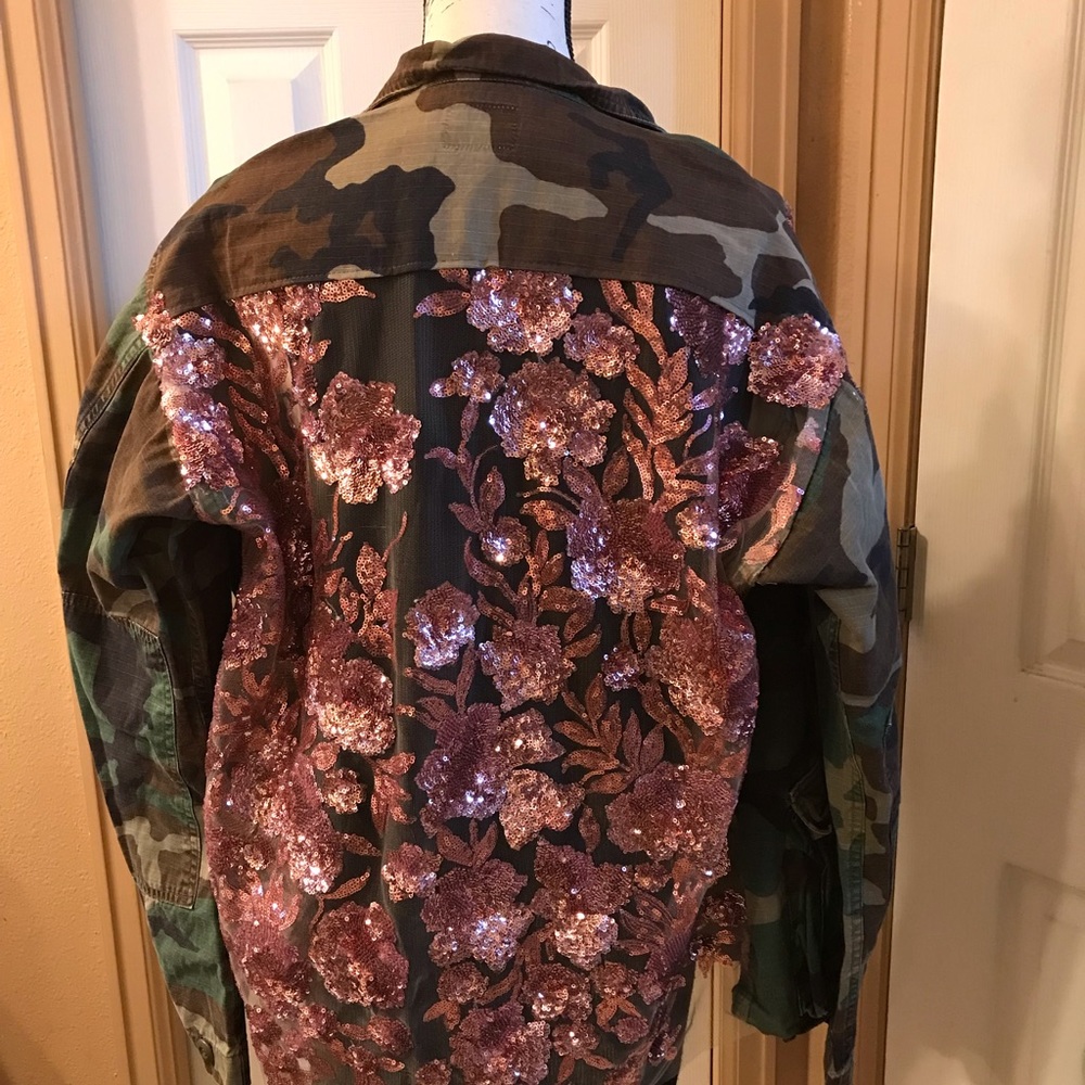 Making Me Blush Sequin Camo Jacket - Gem